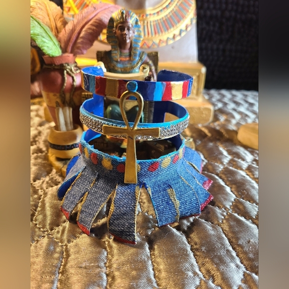 Jewelry | Ancient Egyptian Ankh Fringes Everlasting Life Denim Fabric ...